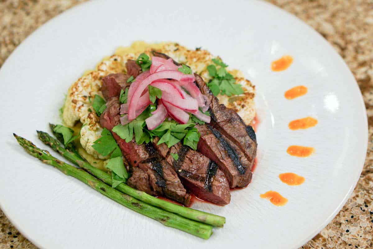 Deconstructed Steak Taco on Curried Cauliflower Steak - Eat Your Way Clean